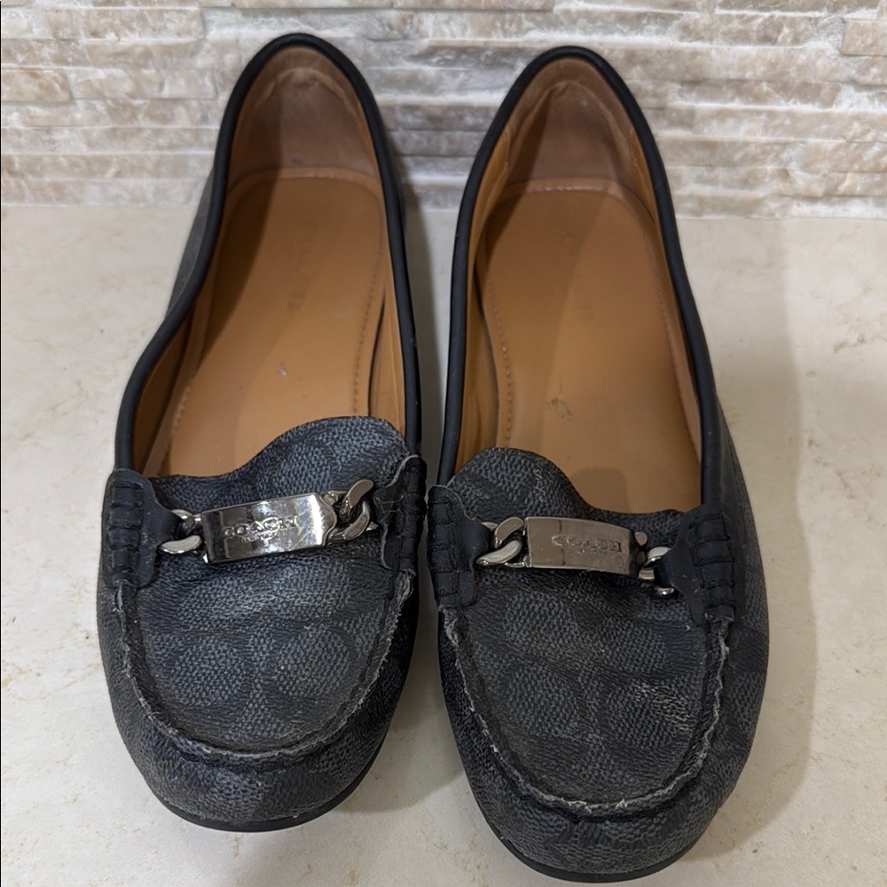 Coach Black Flats With Signature Monogram - Gem